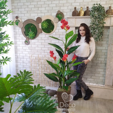 Искусственное растение с красными цветами, купить в Украине